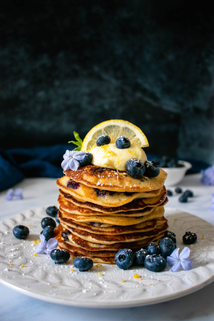 Blueberry Lemon Ricotta Pancakes - The Delicious plate