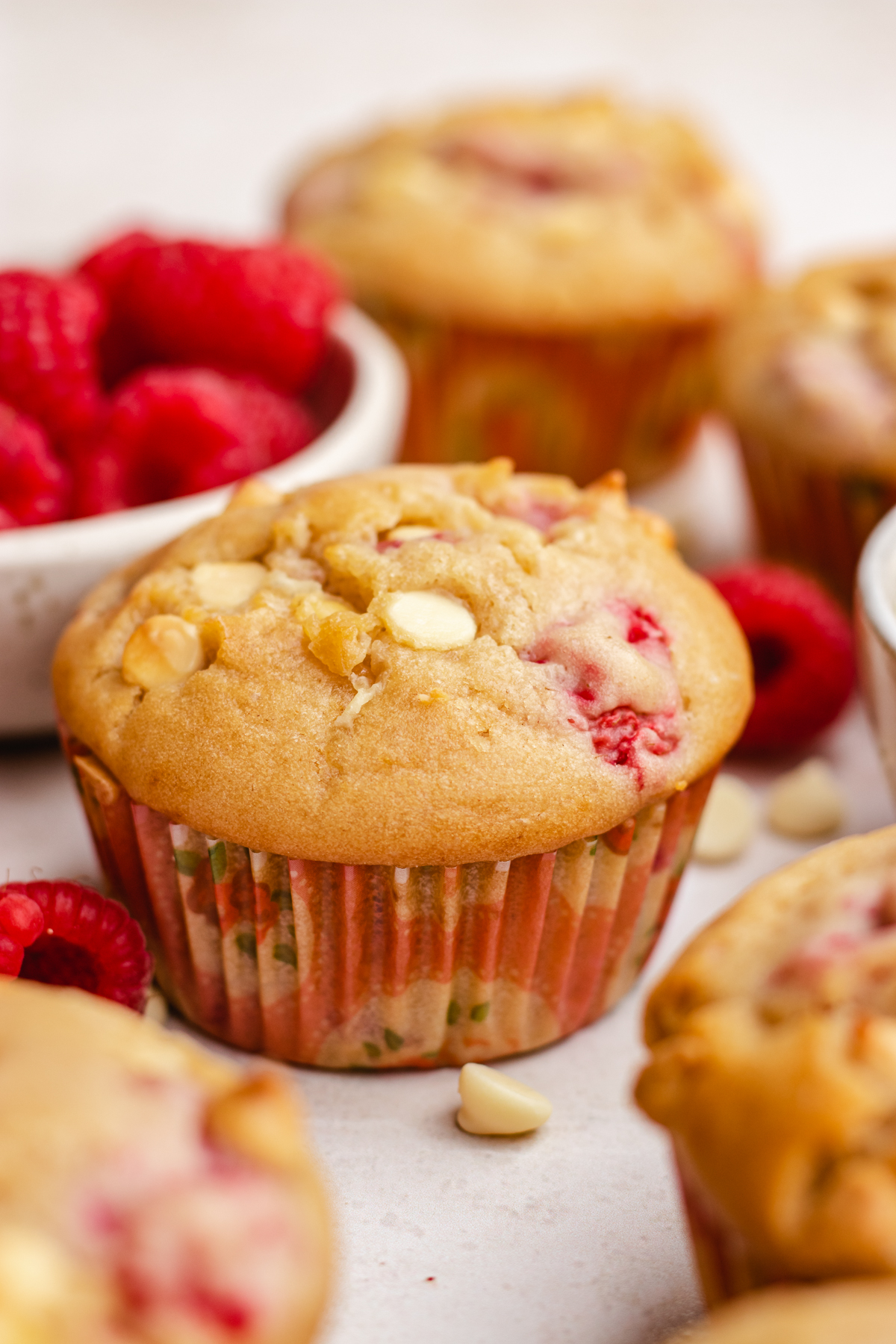 Raspberry White Chocolate Muffins - The Delicious plate