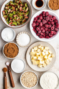 Raspberry Rhubarb Crisp - The Delicious plate