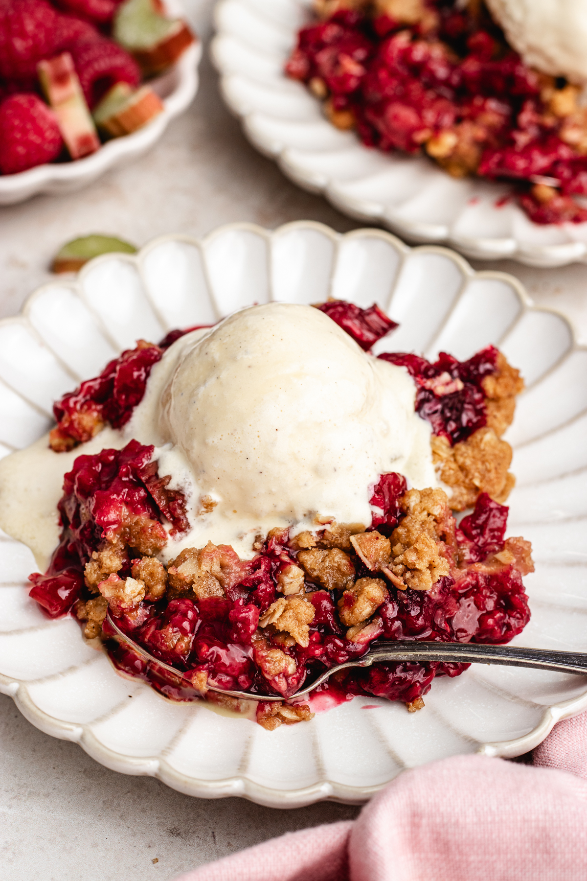 Raspberry Rhubarb Crisp - The Delicious plate