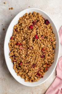 Raspberry Rhubarb Crisp - The Delicious plate