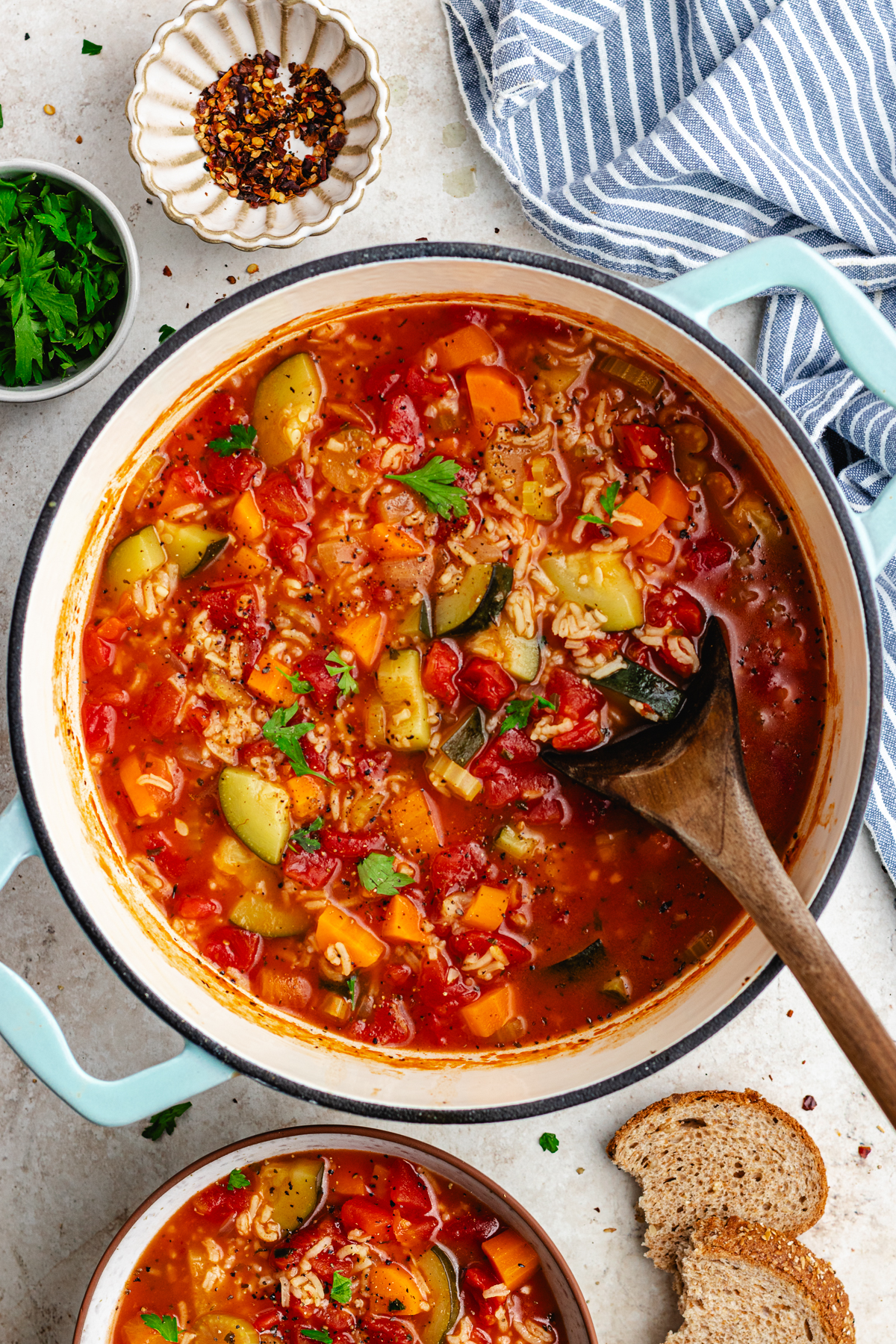 Vegetable Rice Soup - The Delicious plate